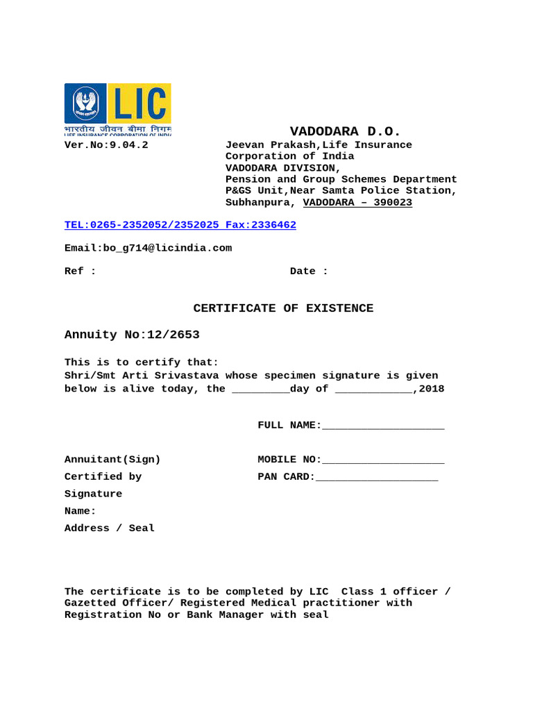 Certificate of Existence | PDF