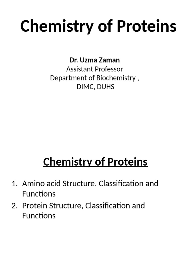 Protein Chemistry: Structure & Functions | PDF | Proteins | Amino Acid