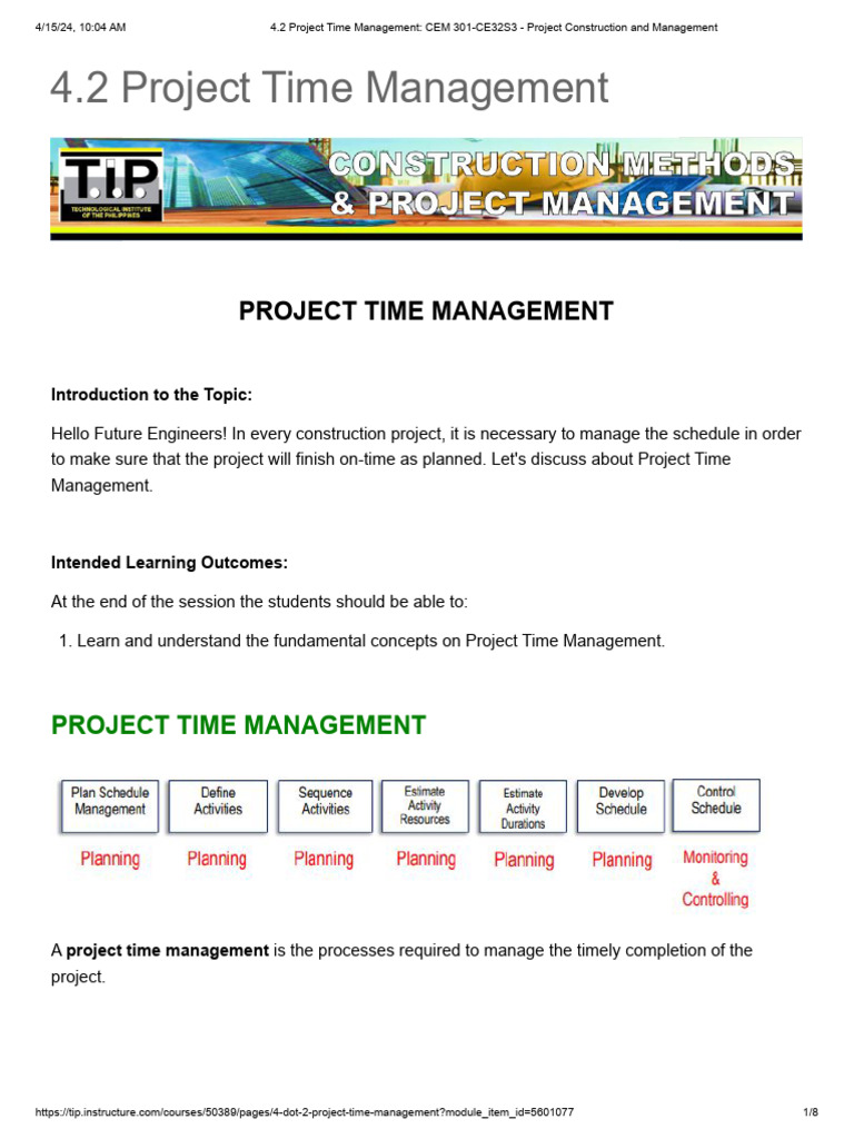 4.2 Project Time Management | PDF | Learning