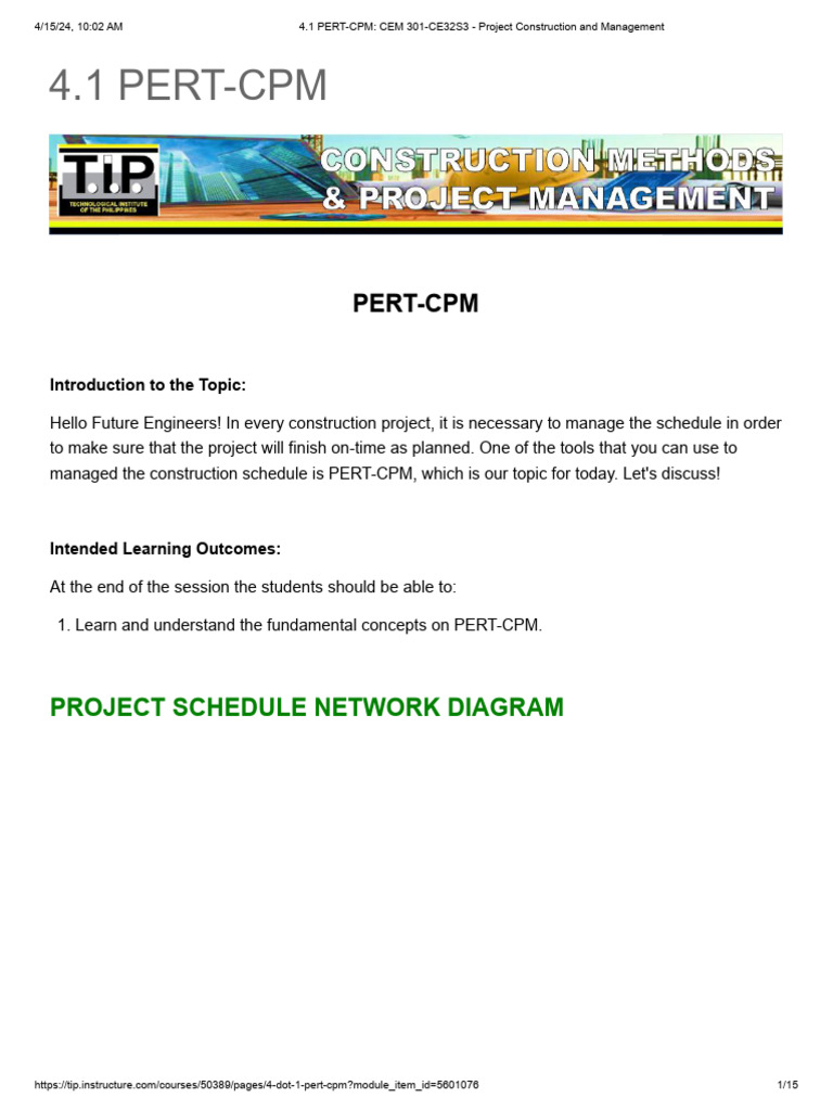 4.1 PERT-CPM | PDF