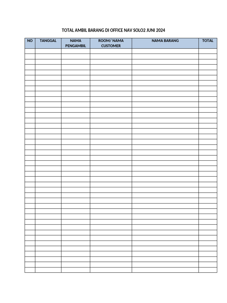 Total Ambil Barang Di Office Nav Solo2 Desember 2023 | PDF