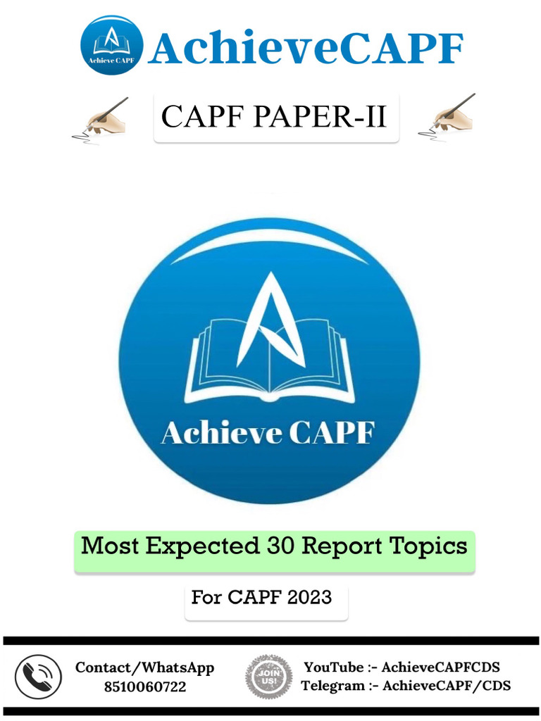 Most Important 30 Report Topics @AchieveCAPF | PDF