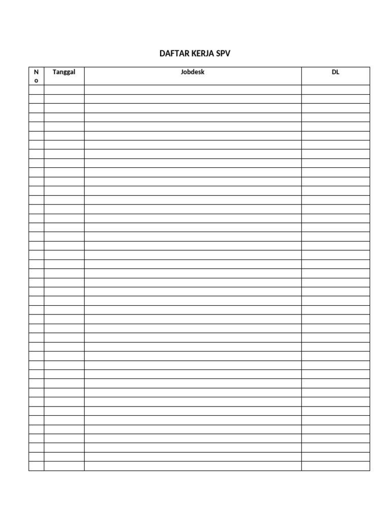 Daftar Kerja SPV | PDF
