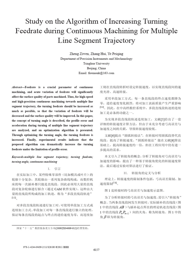 Study On The Algorithm of Increasing Turning Feedrate During Continuous | PDF | Applied ...