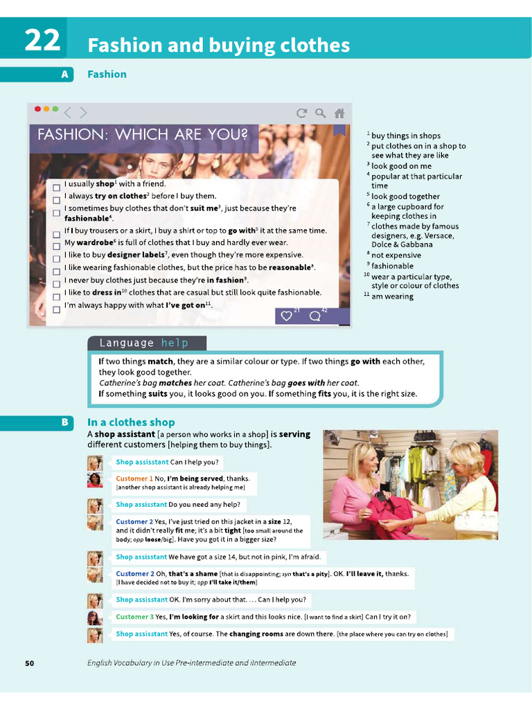 Unit 22. Fashion and Buying Clothes | PDF