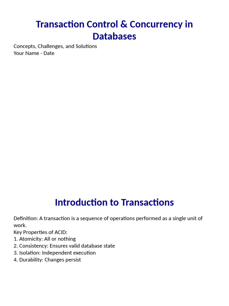 Transaction Control Concurrency Pdf