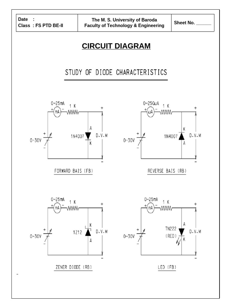 Experiment No. 01 Circuit Diagram | PDF