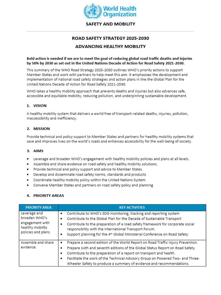 WHO Road Safety Strategy 2025-2030 | PDF | World Health Organization ...
