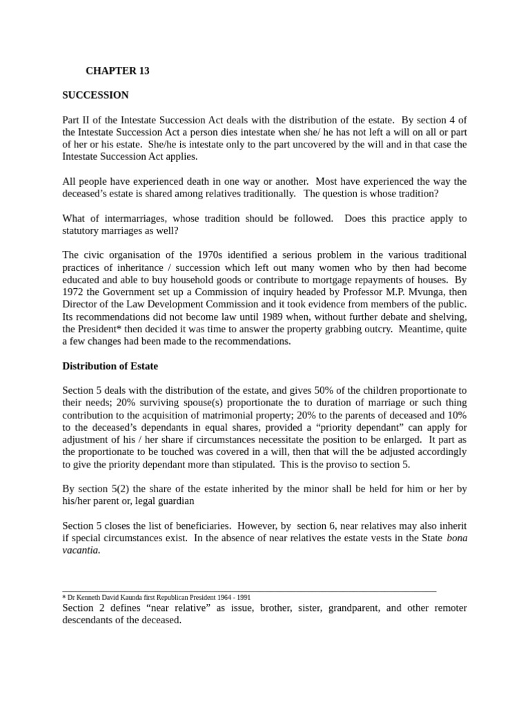 Intestate Succession Act Overview | PDF | Will And Testament | Probate