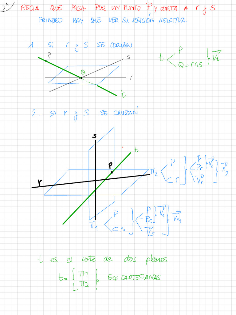 Boletín Rectas, Planos y Posiciones Relativas 5 | PDF