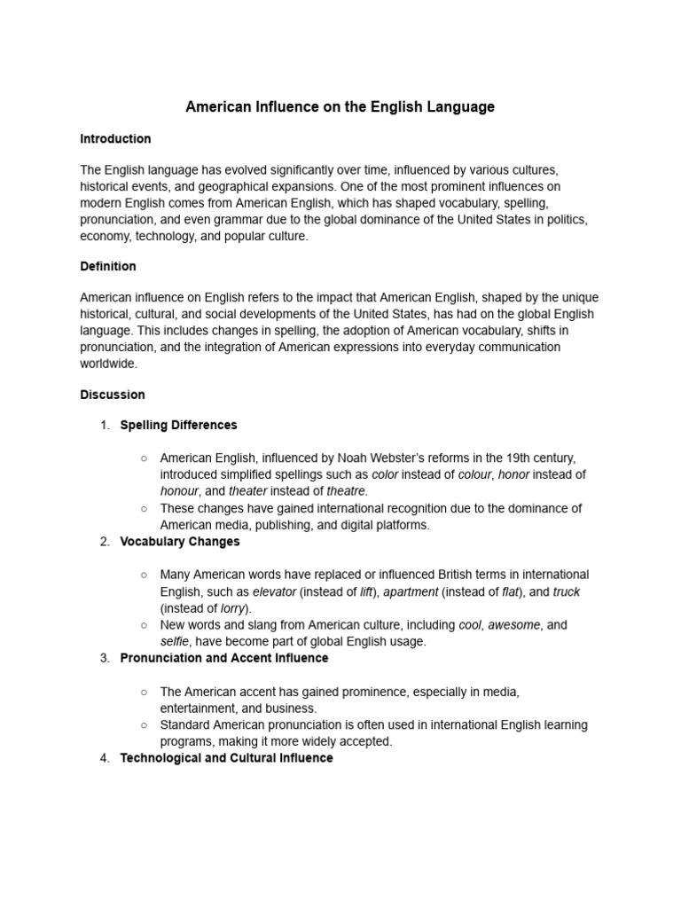 American English's Global Influence | PDF | English Language | The ...