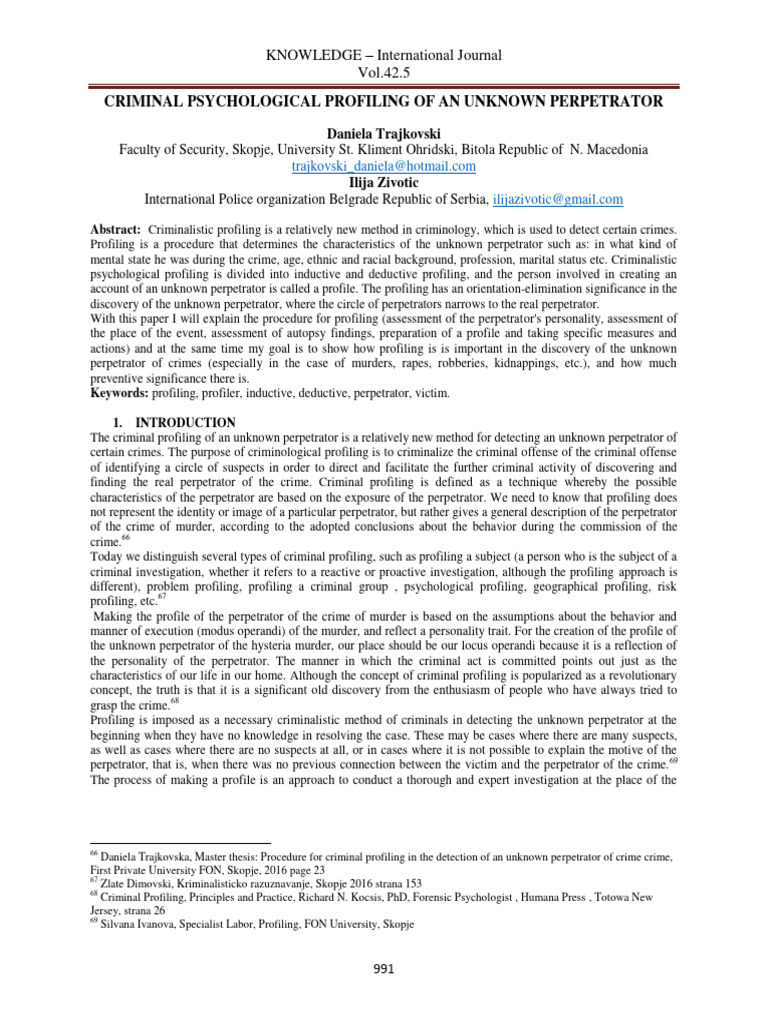 Criminal Psychological Profiling of an u | PDF | Offender Profiling ...
