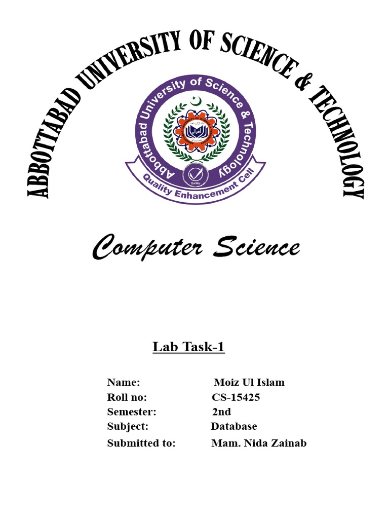Data Base (Lab Task-1) | PDF