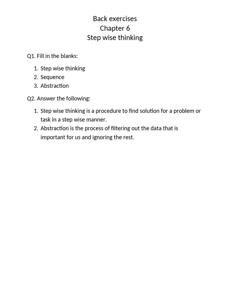 Back Exercises and Stepwise Thinking | PDF