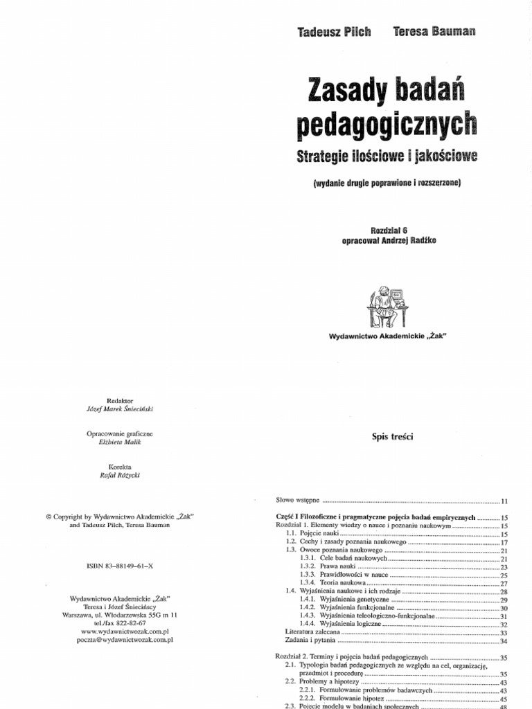 Pilch T, Bauman T - Zasady Badań Pedagogicznych. Strategie Ilościowe I ...