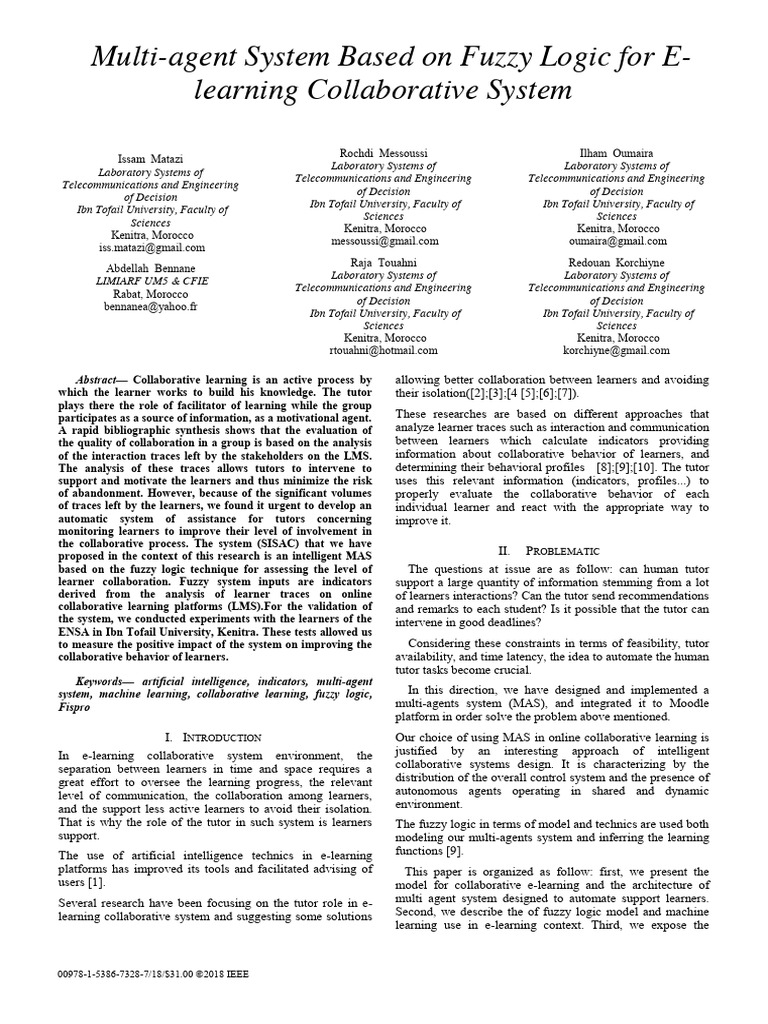 Multi-Agent_System_Based_on_Fuzzy_Logic_for_E-Learning_Collaborative_System | PDF | Fuzzy Logic ...