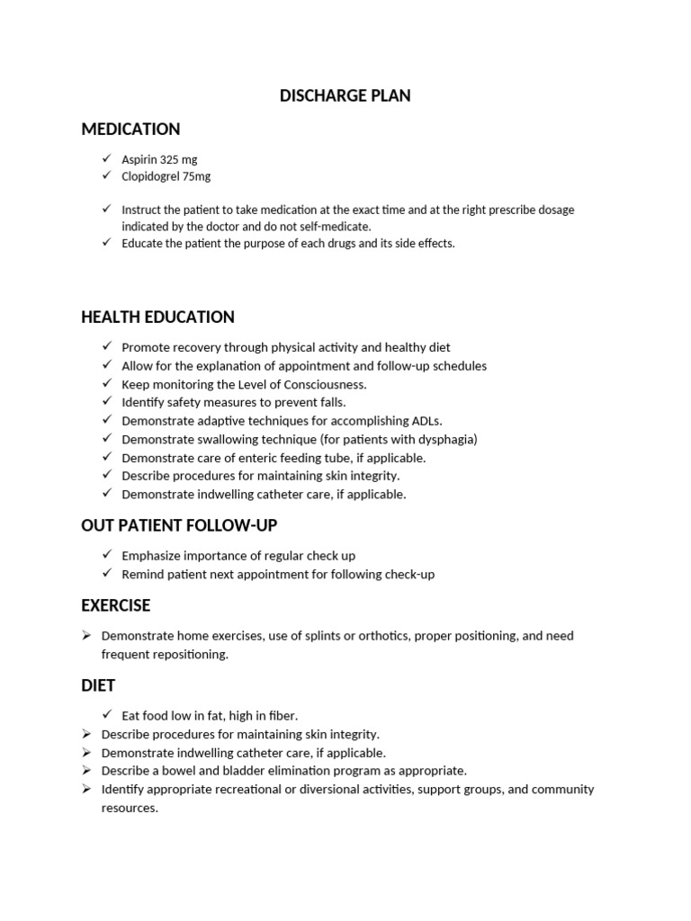 Comprehensive Patient Discharge Plan | PDF