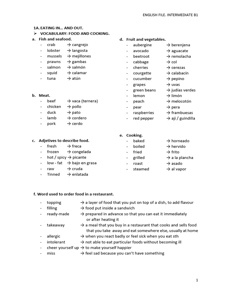 Tema 1A. Eating In... and Out | PDF | Food And Drink Preparation | Cuisine