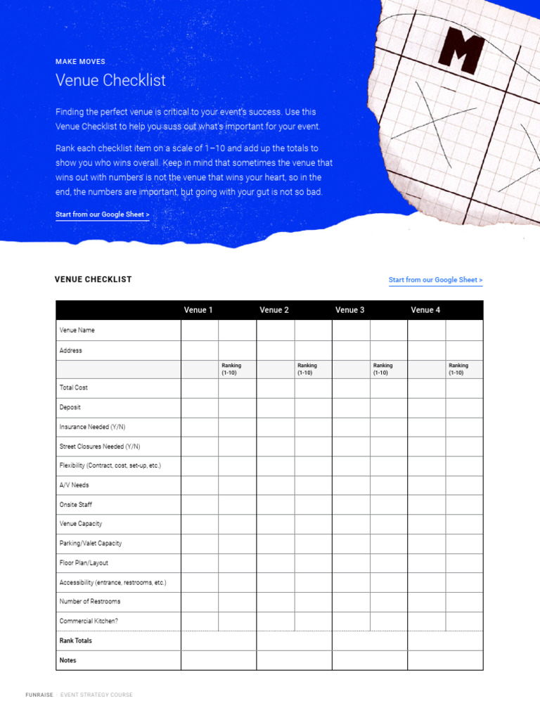 Funraise EventCourse 03 VenueChecklist | PDF