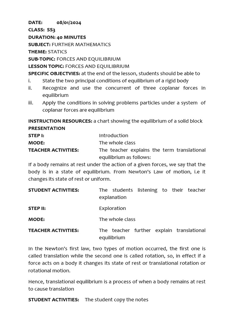 9222 - WEEK ONE FM SS3 Second Term | PDF | Force | Theoretical Physics