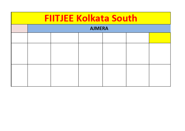 Time Table FIITJEE Kolkata South - AJMERA | PDF