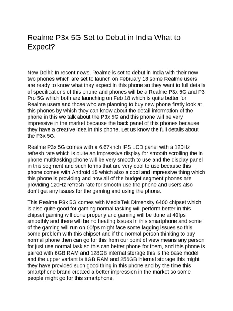Realme P3x 5G (1) | PDF | Smartphone | Tablet Computer