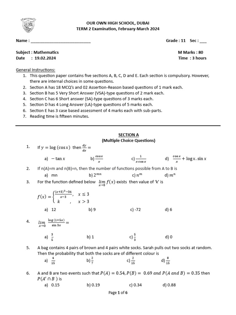 Grade 11 Math Exam Paper 2024 | PDF | Trigonometric Functions ...