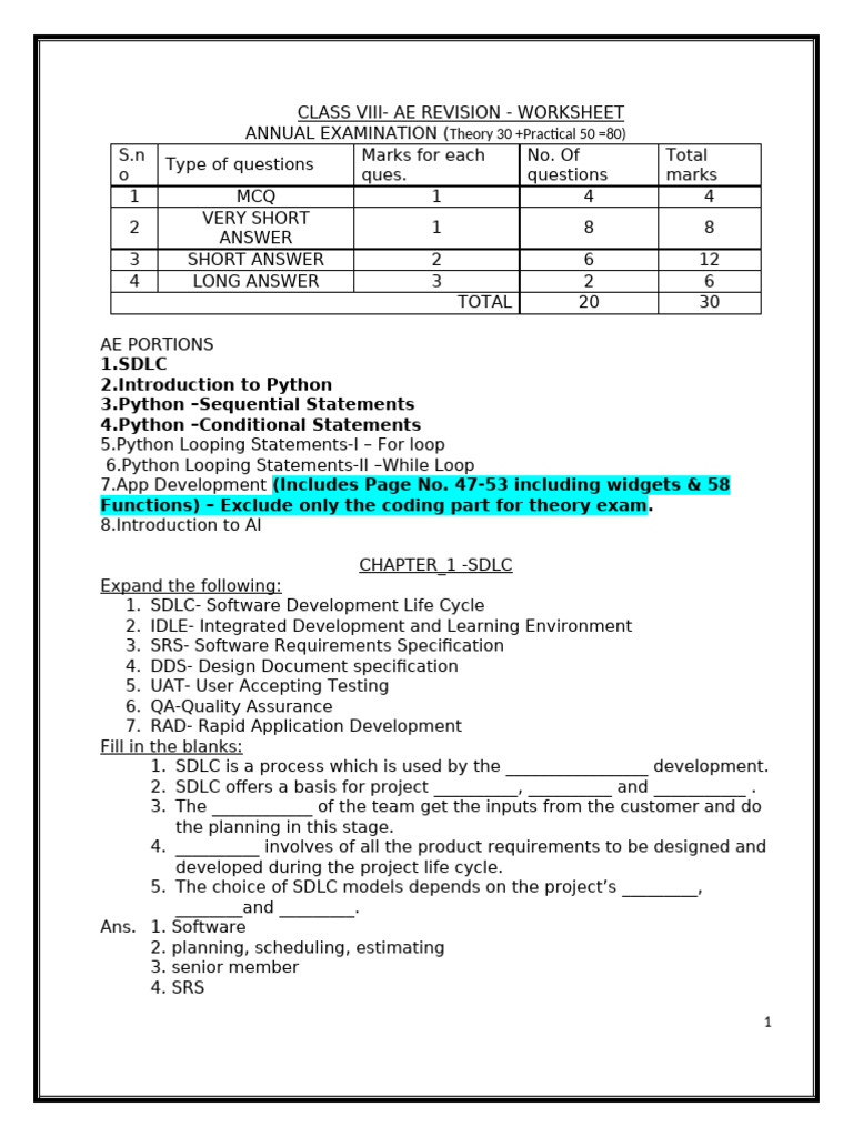 Viii Ict Ae Revision Material | PDF | Software Development Process | Control Flow