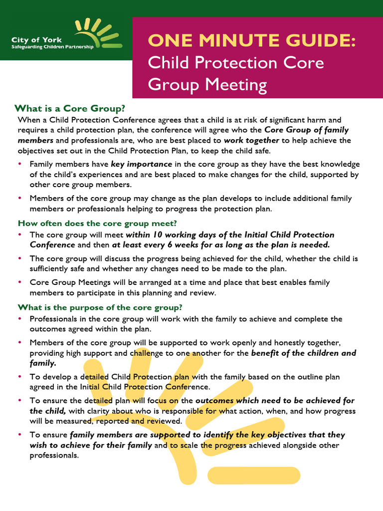One Minute Guide Child Protection Core Group Meeting 2024-1 | PDF ...