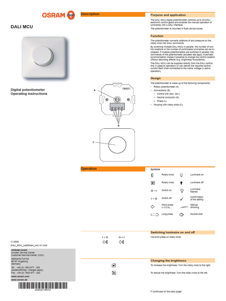334251_DALI MCU – Digital Rotary Dimmer | PDF | Switch | Electricity
