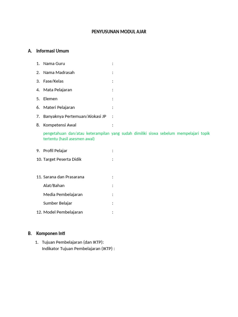 Contoh Format Modul Ajar(2) | PDF