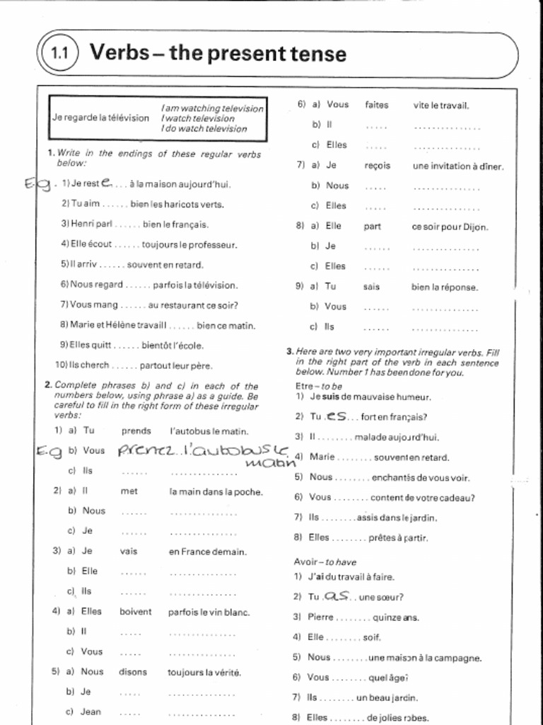 Present Tense Revision | PDF