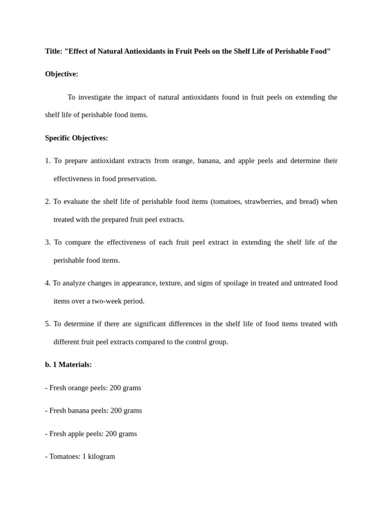 Sample Materials and Methods | PDF | Shelf Life | Data