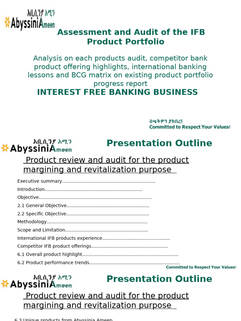 IFB Product Audit and Consolidation Report | PDF | Islamic Banking And ...