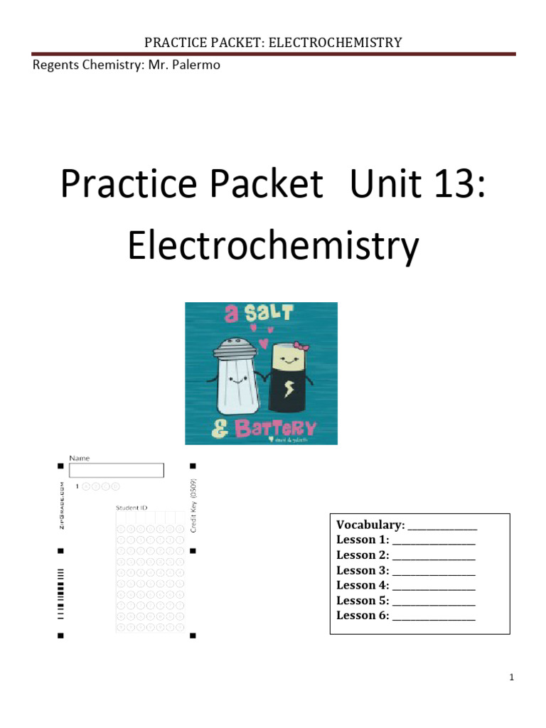 Electrochemistry Practice Packet Guide | PDF | Electrochemistry | Redox