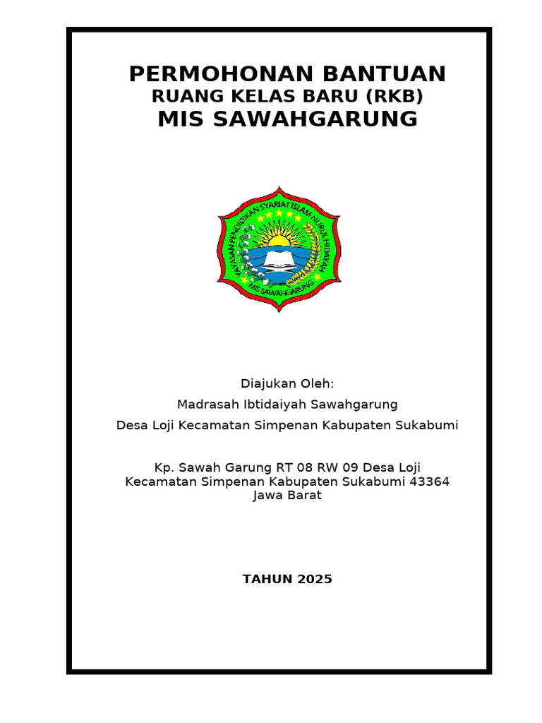 Proposal RKB Mis Sawahgarung 2025 | PDF