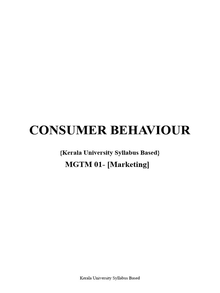 Consumer Behaviour | PDF | Consumer Behaviour | Behavior