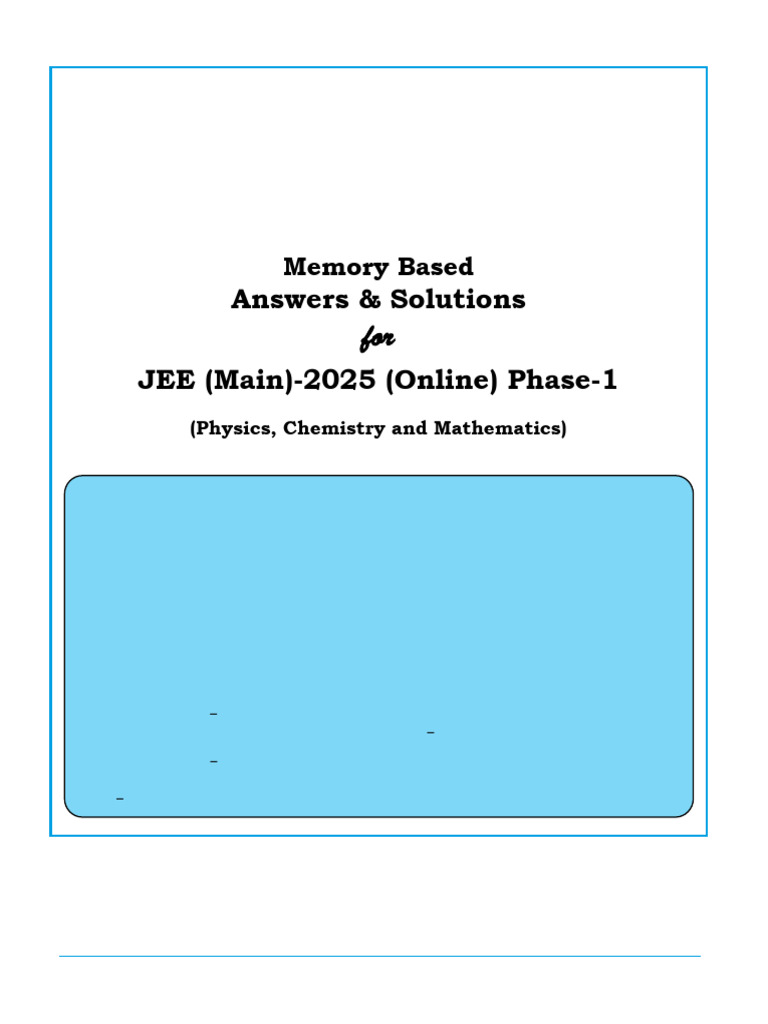 JEE-MAIN-2025-JAN-22-SHIFT-2-MEMORY BASED QUESTIONS | PDF | Corrosion | Physical Chemistry
