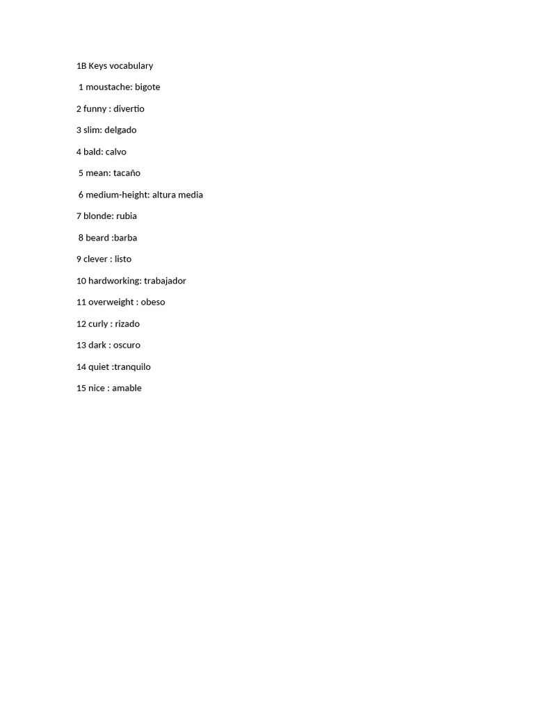 Vocabulario de Descripciones Físicas | PDF