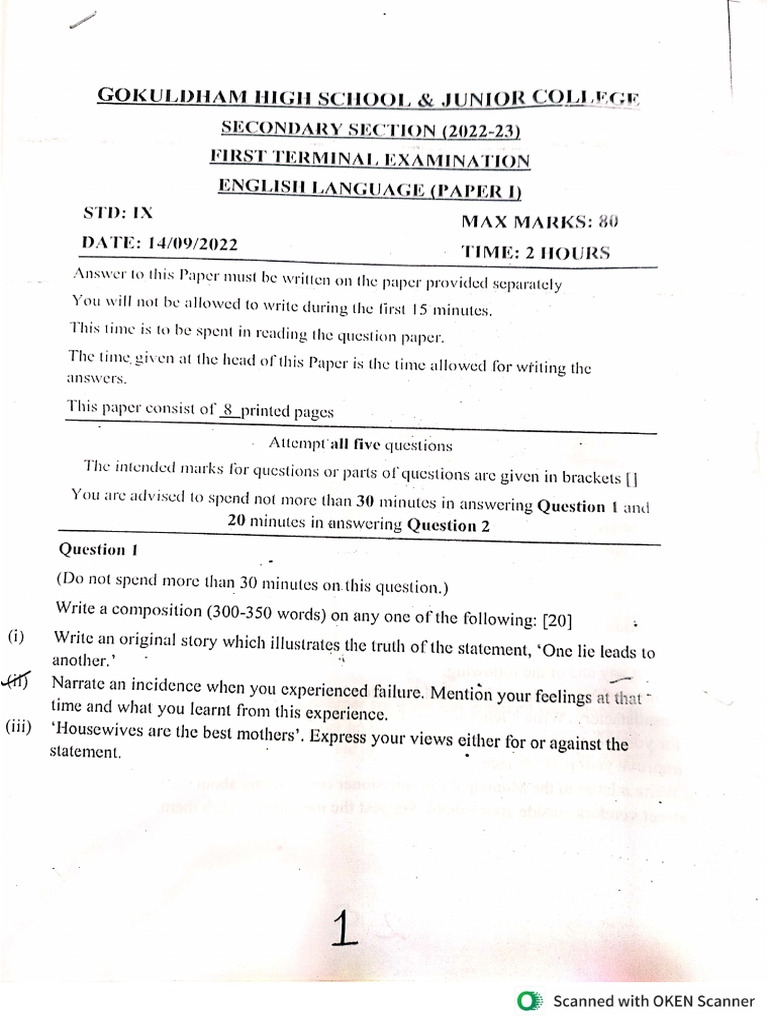 Grg (Ic 9 Ghs Eng-language 2022-23) | PDF