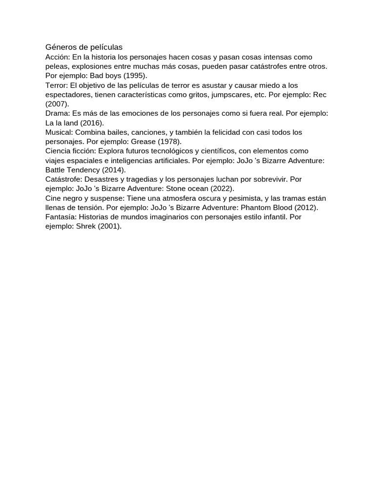 Géneros de Películas | PDF