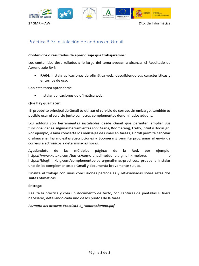 Practica 3-3-Instalación de Addons en Gmail | PDF