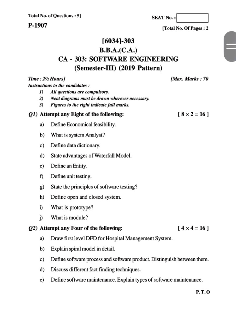 Software Engineer Question Paper | PDF | Software Development Process | Systems Engineering