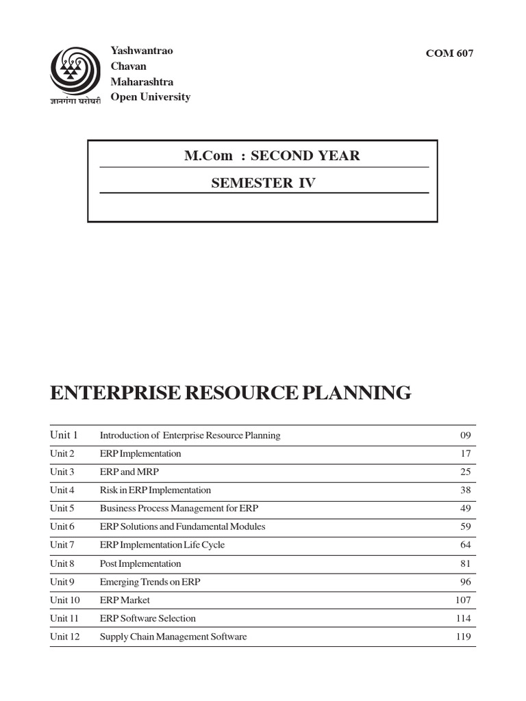 COM 607 Enterprise Resource Planning | PDF | Enterprise Resource Planning | Data Warehouse