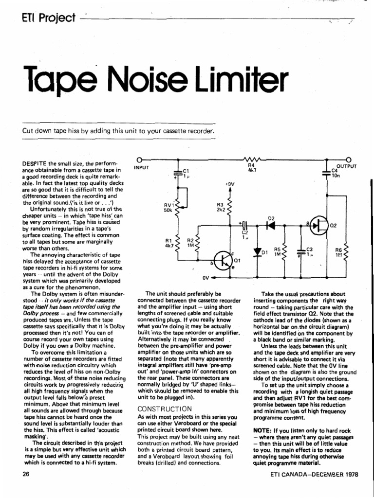 Tape Noise Limiter | PDF