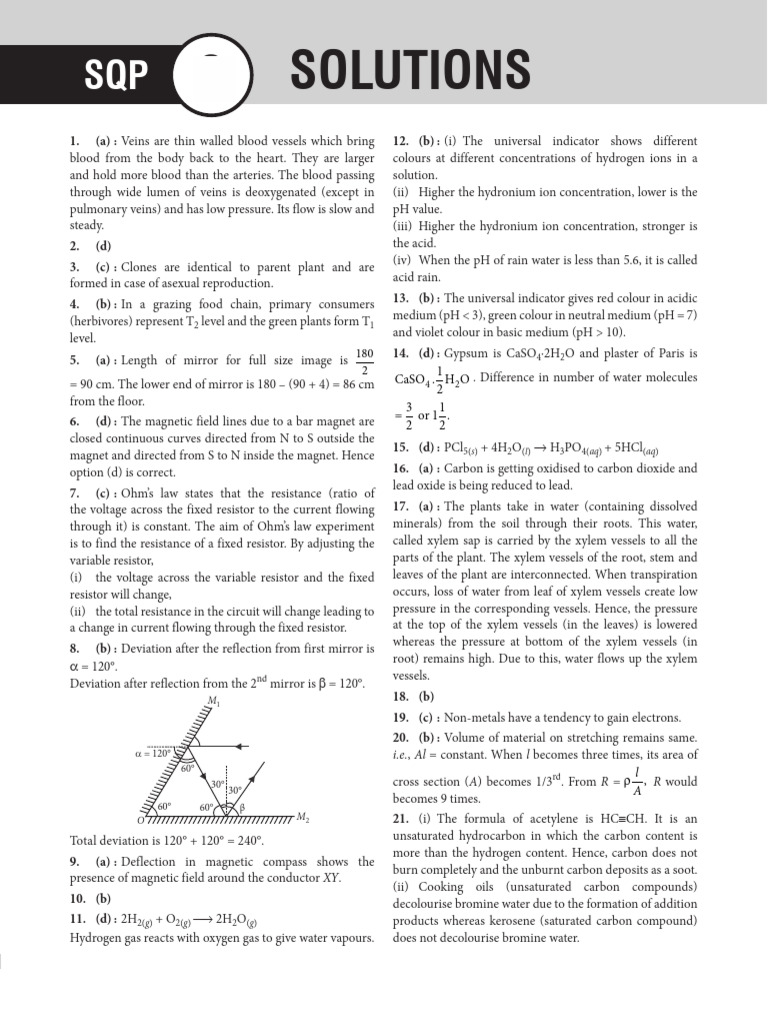 Solutions - 10 Science SQP 6-1 | PDF | Resistor | Chemical Bond