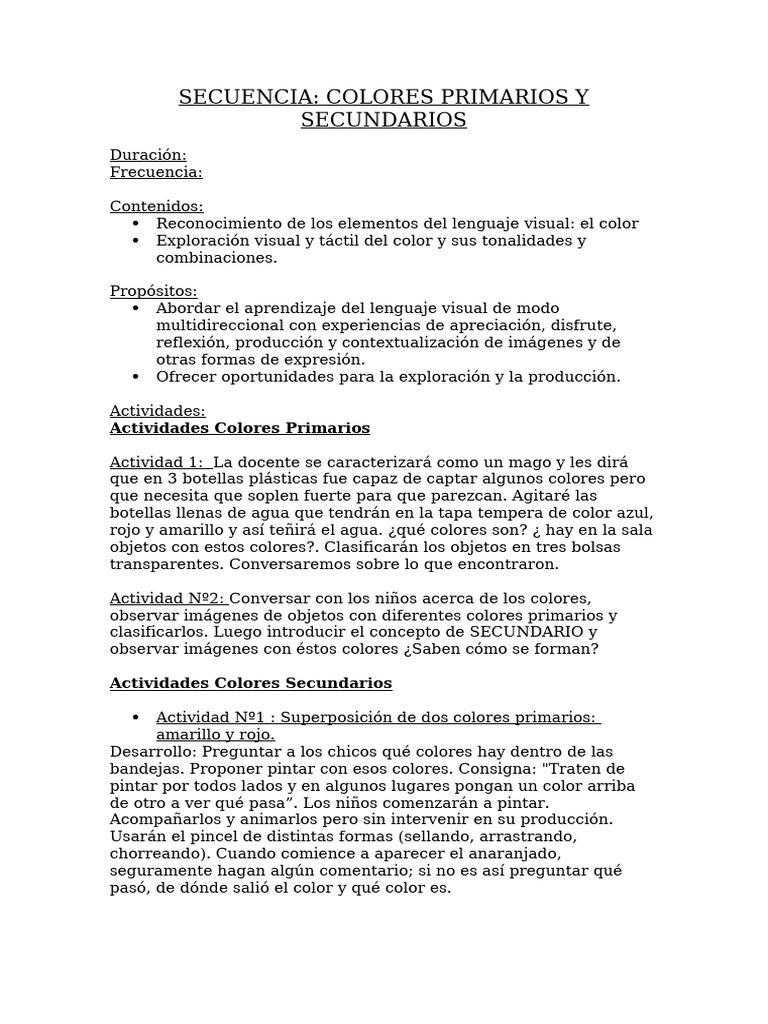 SECUENCIA Colores Primarios y Secundarios | PDF | Color | Tecnicas artisticas