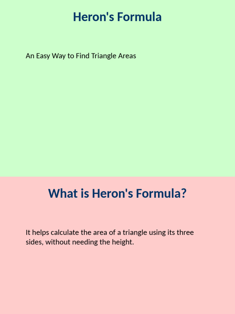Herons Formula Colorful Presentation | PDF