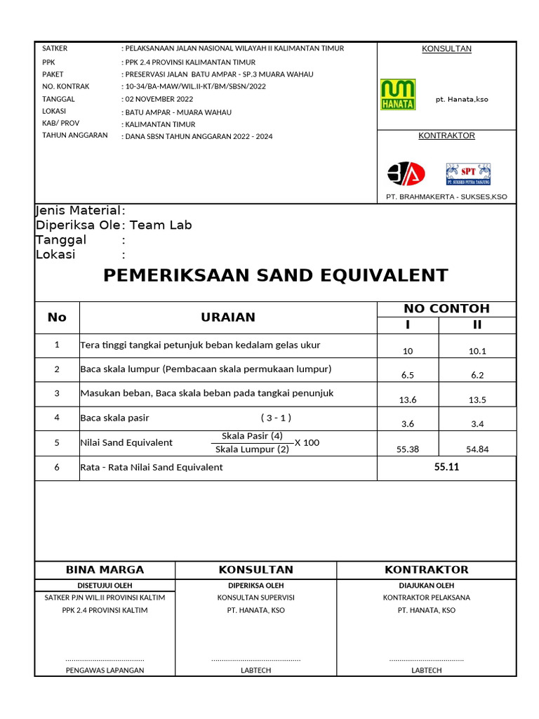 form Sand Equivalent | PDF