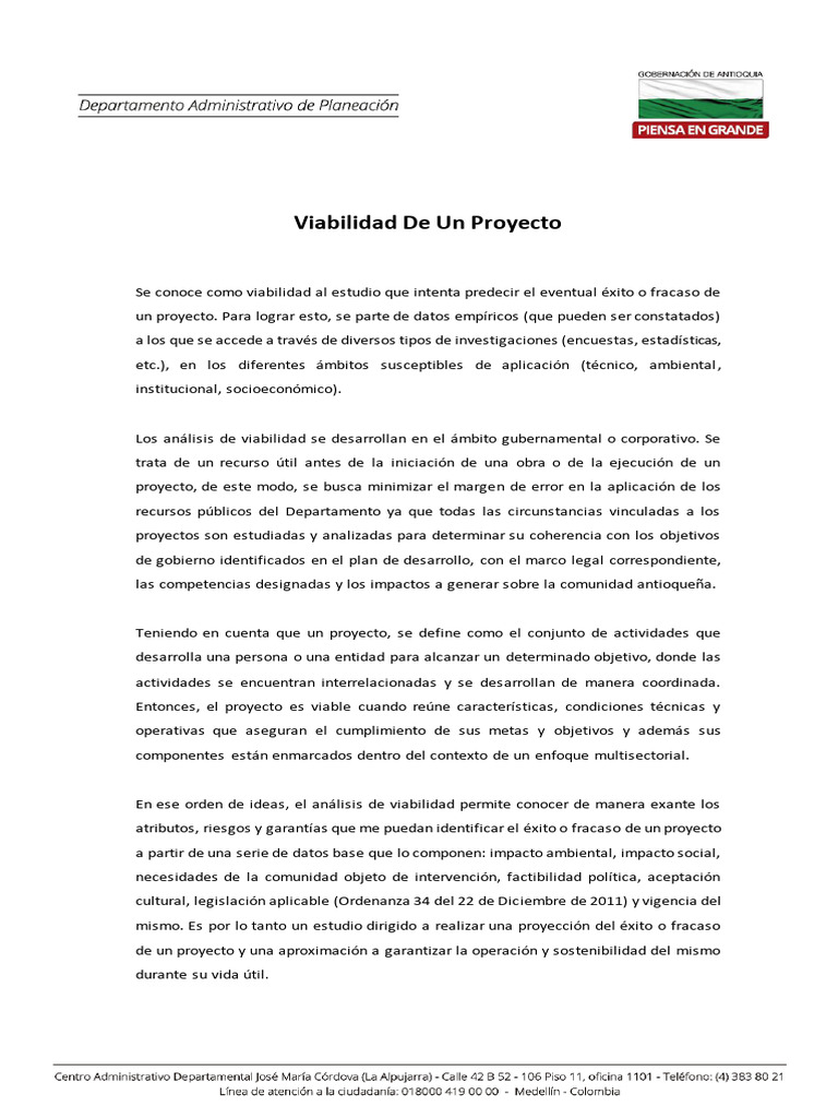 Viabilidad de Un Proyecto | PDF | Economias